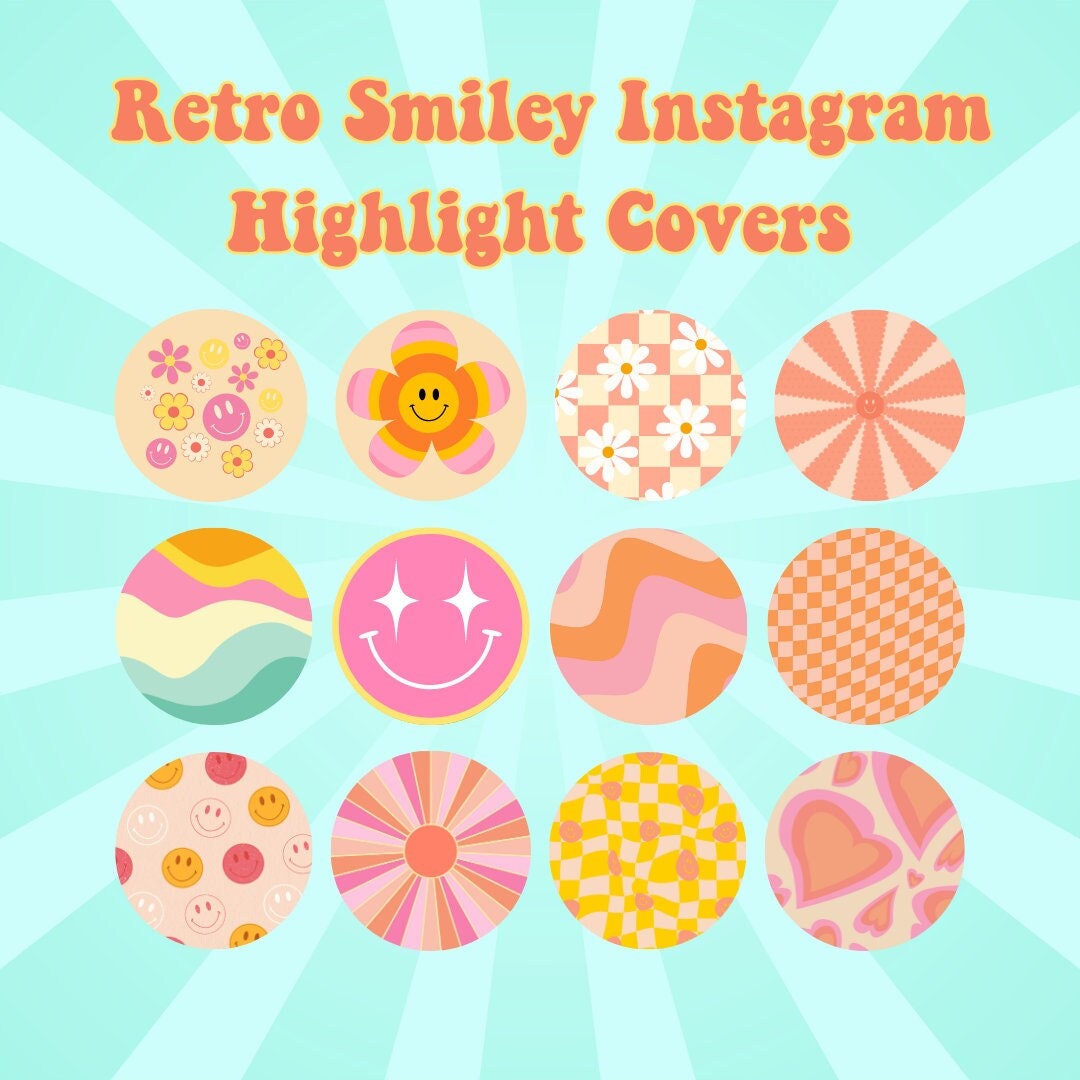 Retro Smiley Instagram Highlight Covers - Rose Instagram Story Covers ...