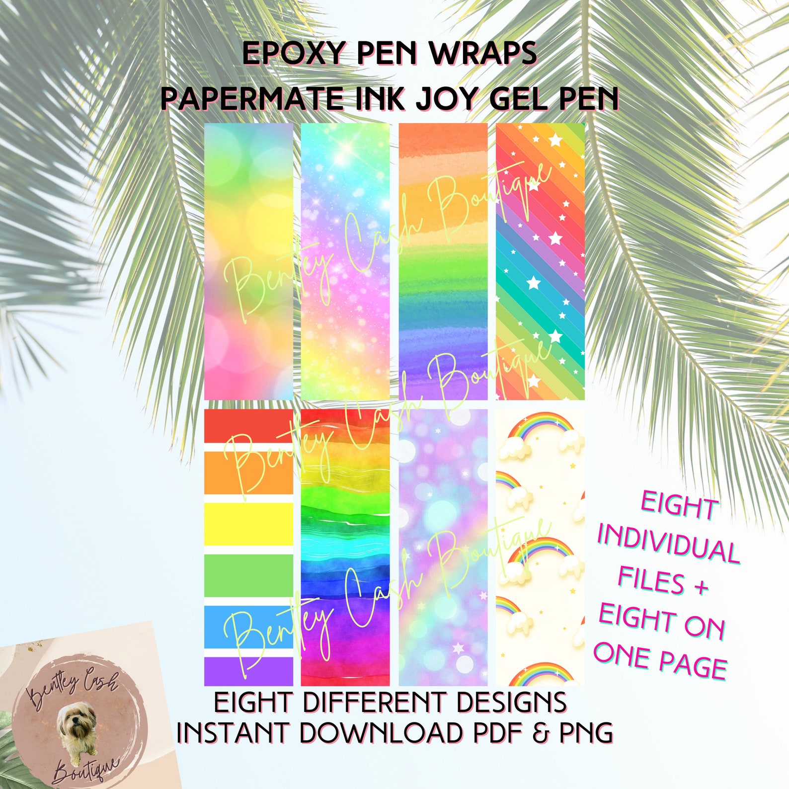 Rainbow Pen Wraps - 8 Designs - PDF, PNG - Digital Download - Epoxy Pen ...