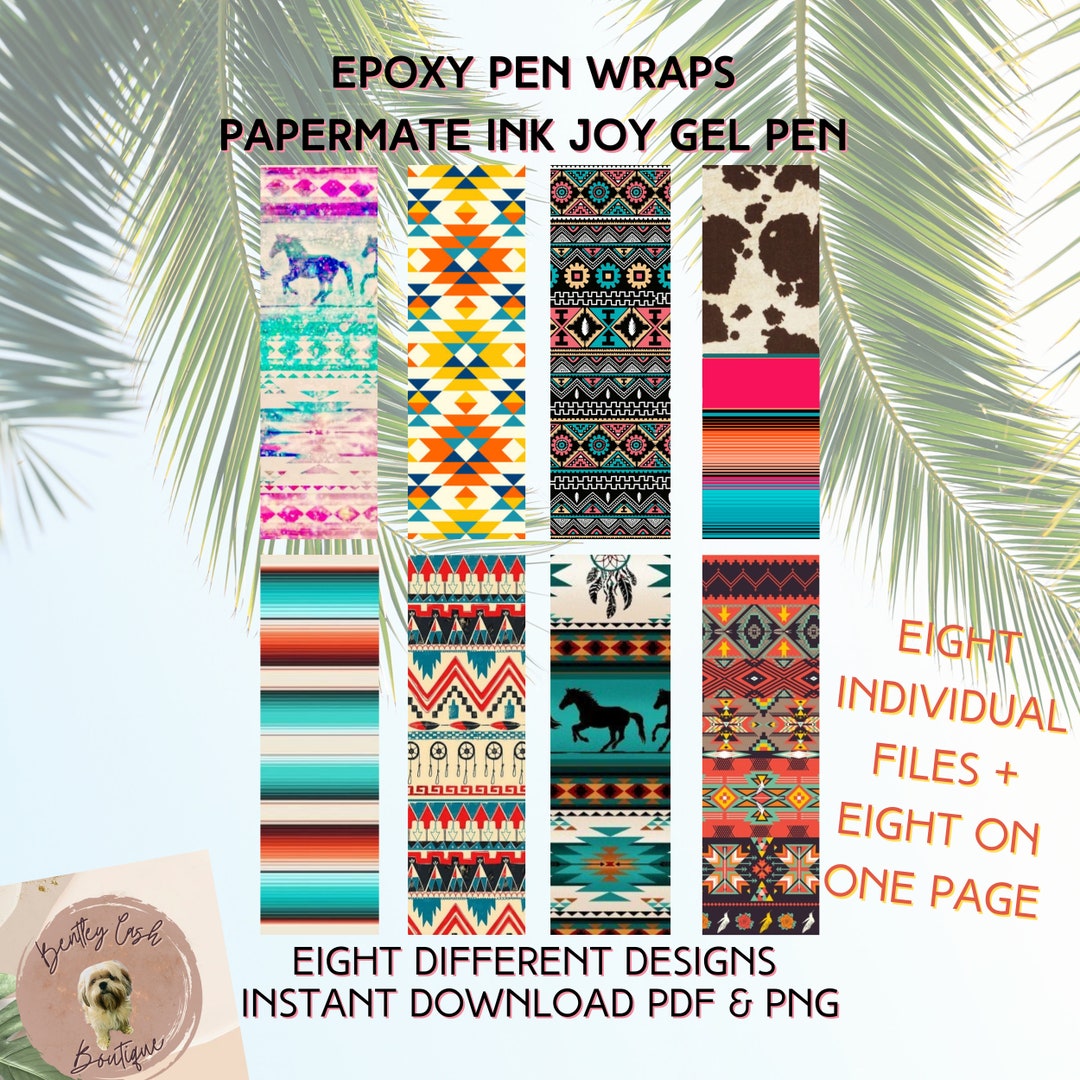 Aztec Southwestern Cowboy Cowgirl Pen Wraps - 8 Designs - PDF, PNG ...