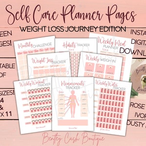 Self Care Planner Weight Loss Journey Daily Awareness - Etsy