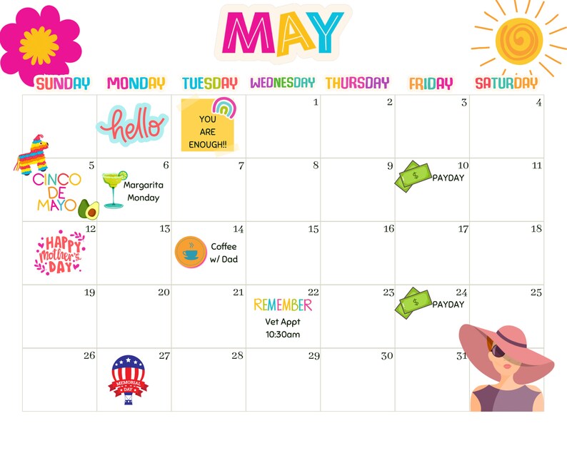 May Stickers for Goodnotes | Mother’s Day Cinco De Mayo Digital Planner ...