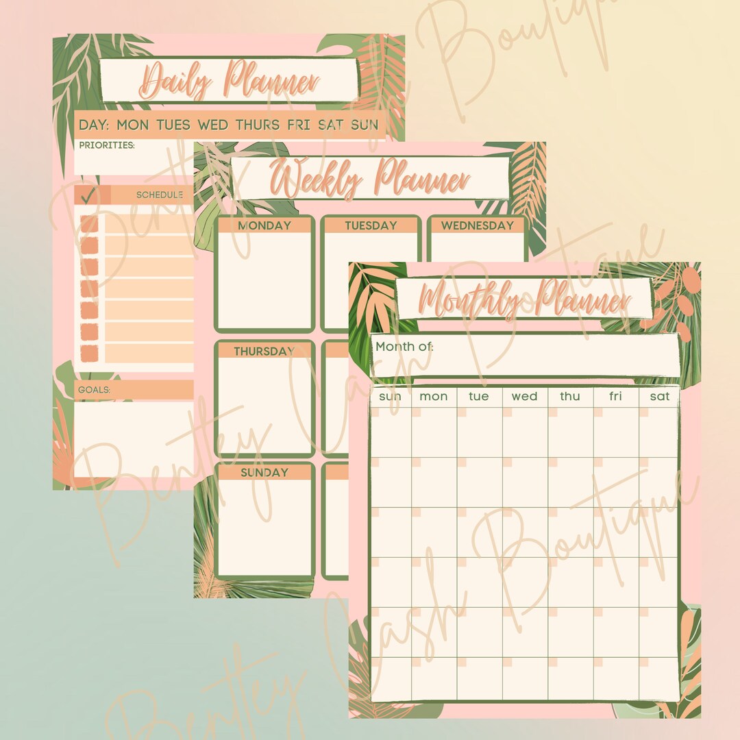 Boho Planner Pages - Monthly, Weekly, Daily - Digital Download - Canva ...