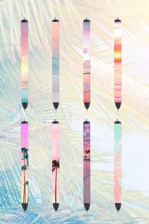 Pastel Pink Sunset Palm Epoxy Pen Wraps 8 Designs PDF, PNG Digital ...