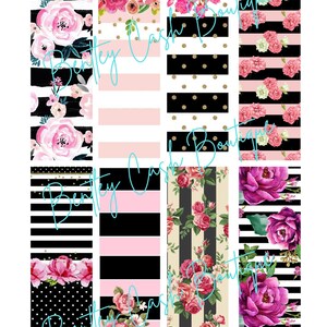 Floral Stripes Pen Wraps - 8 Designs - PDF, PNG - Digital Download ...