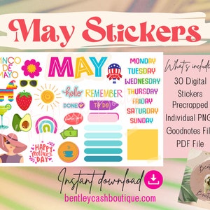 May Digital Planner Stickers Goodnotes Stickers PNG PDF Digital ...