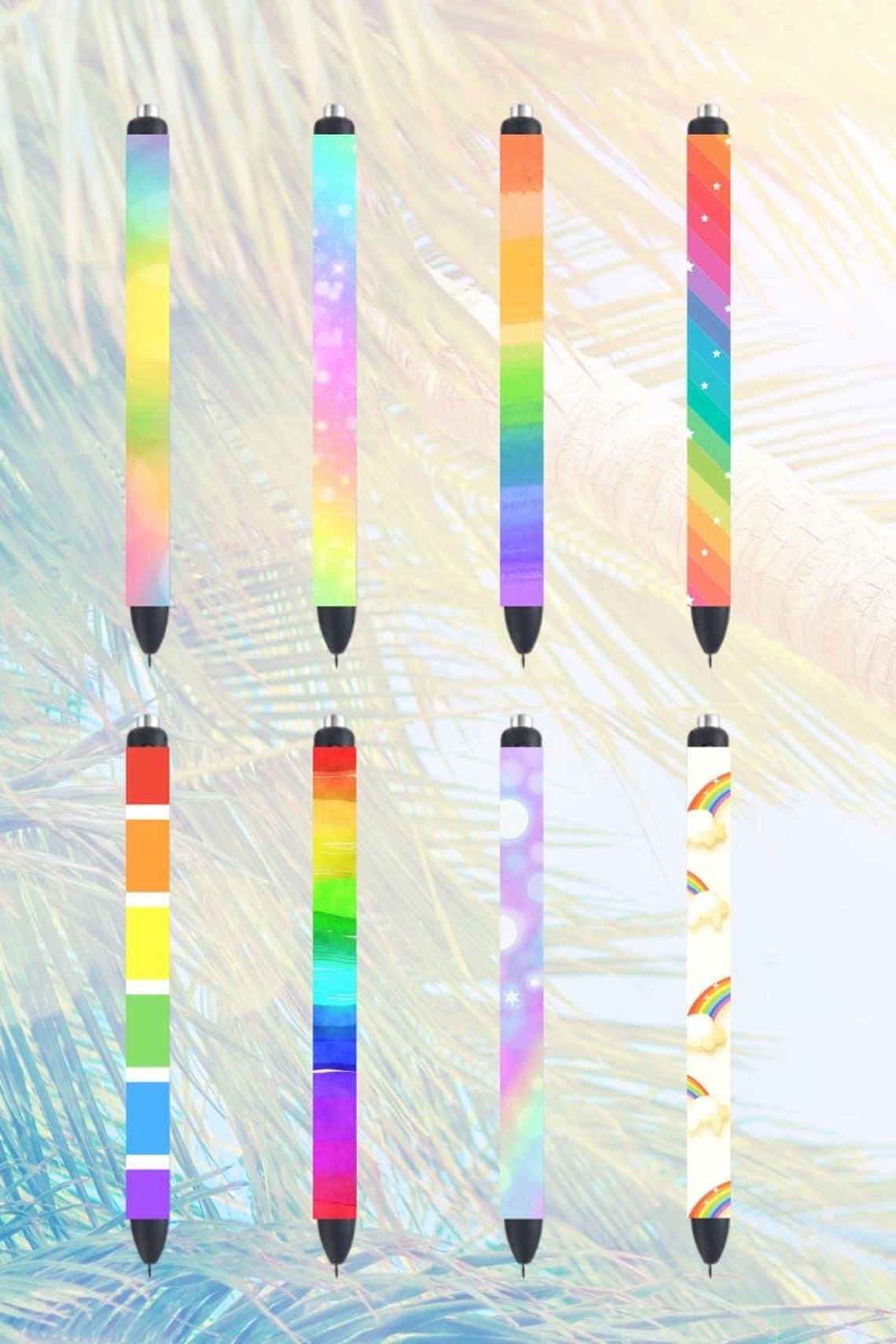 Rainbow Pen Wraps 8 Designs PDF, PNG Digital Download Epoxy Pen Wrap ...