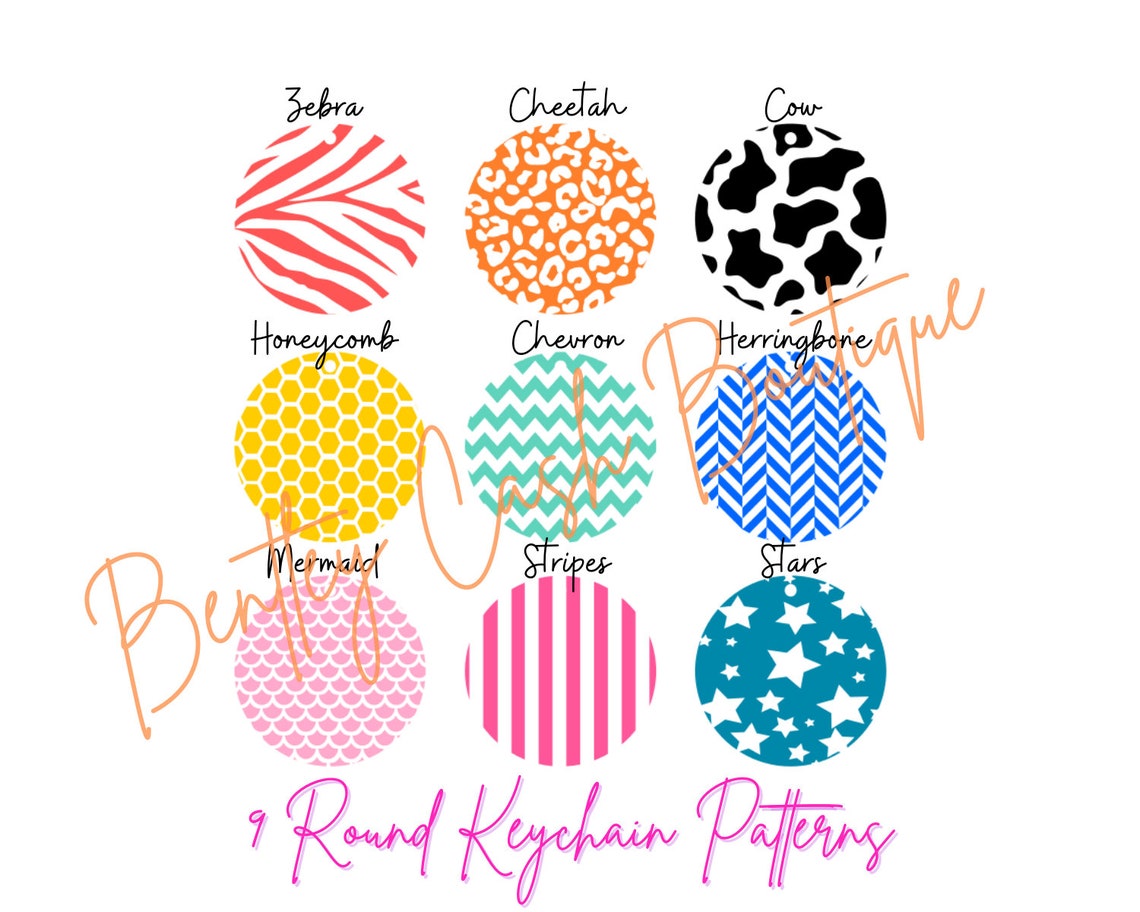 9 Round Keychain Patterns SVG PNG Digital Download | Etsy