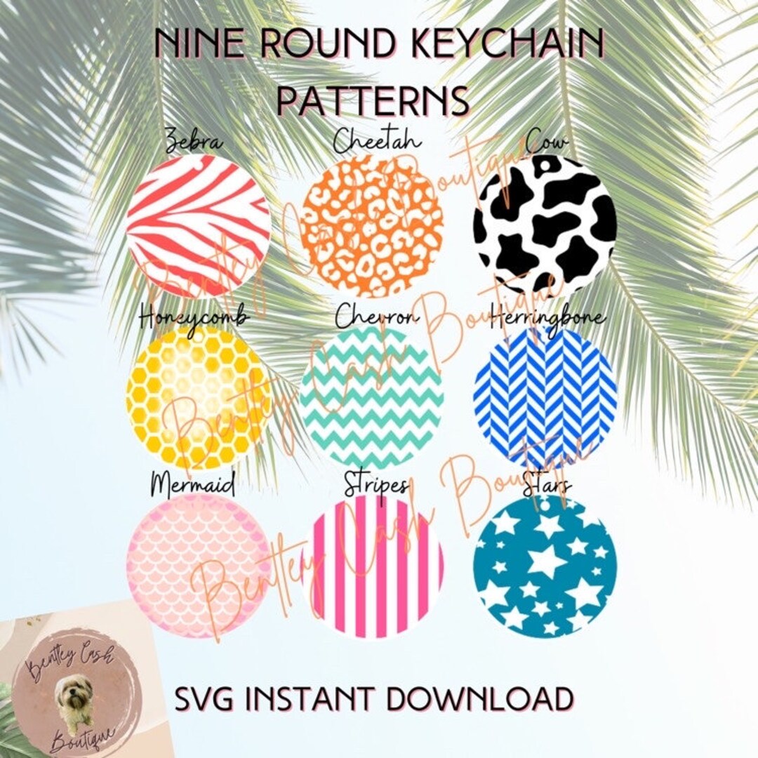 9 Round Keychain Patterns - SVG, PNG - Digital Download - Etsy