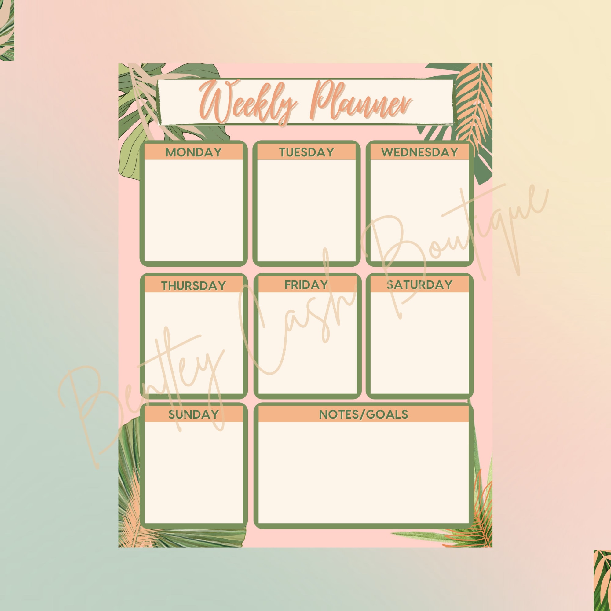Boho Planner Pages - Monthly, Weekly, Daily - Digital Download - Canva ...