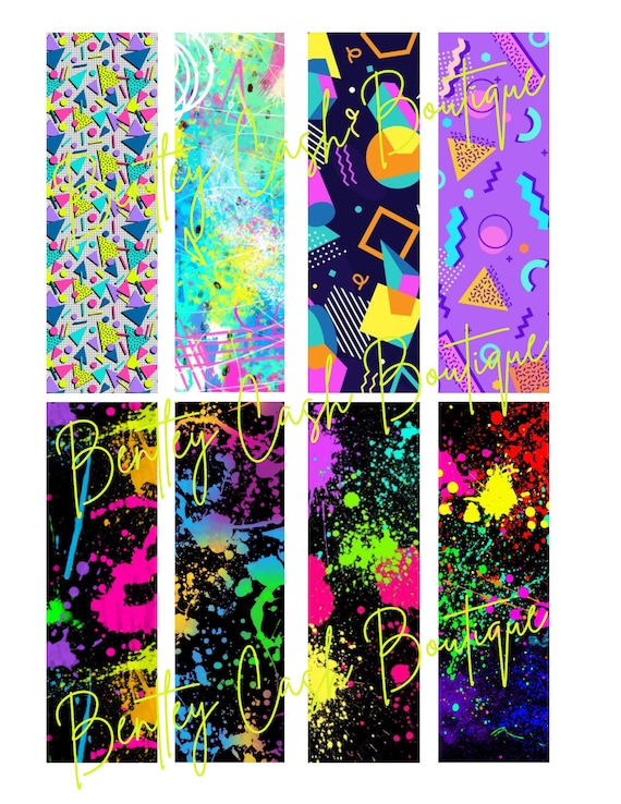 80s Neon Paint Splatter Pen Wraps 8 Designs PDF PNG | Etsy