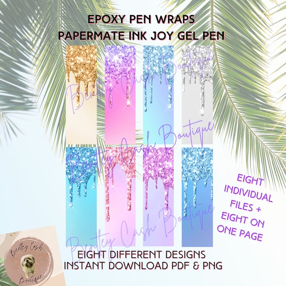 Glitter Drip Epoxy Pen Wraps 8 Designs PDF PNG Digital - Etsy