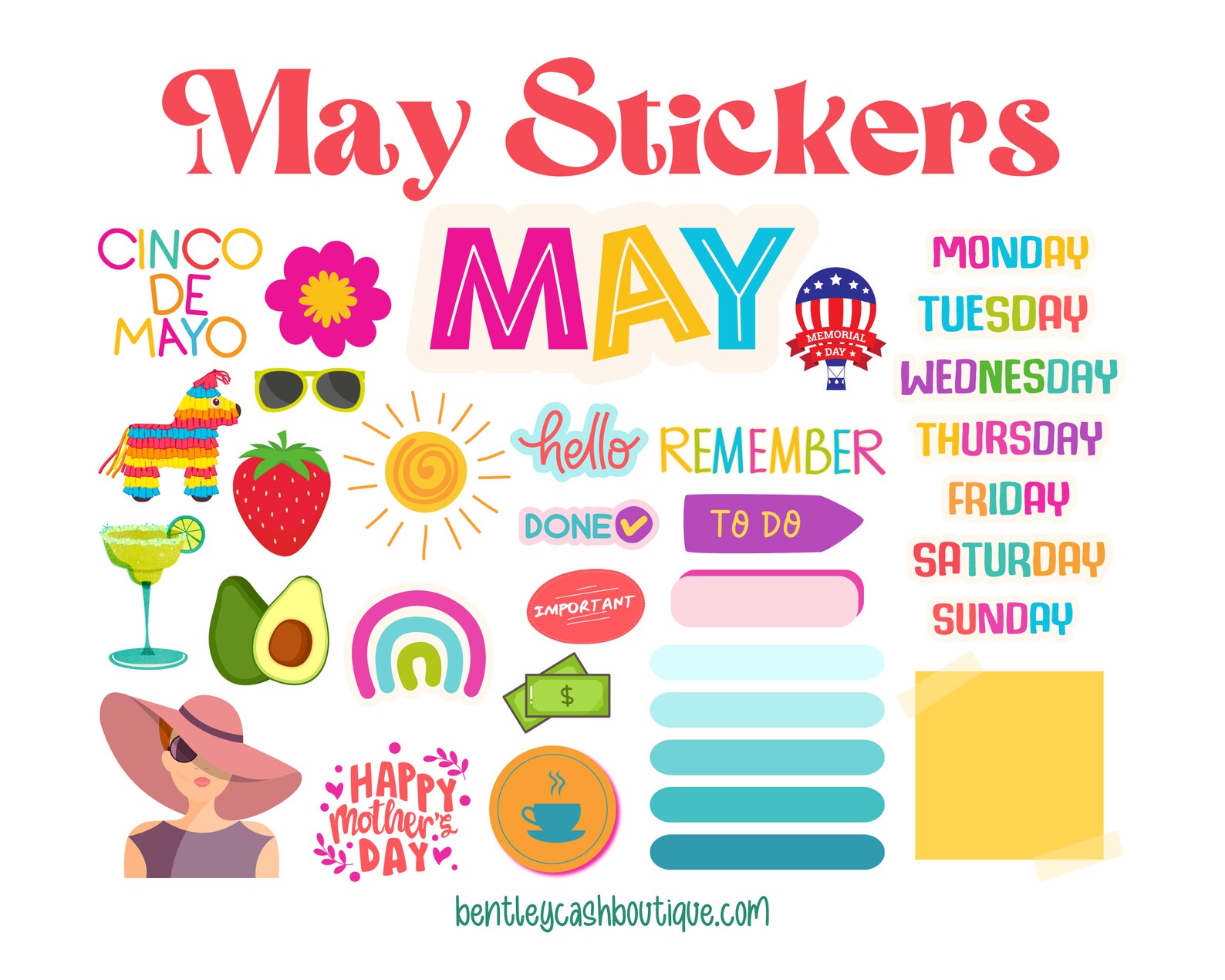 May Stickers for Goodnotes | Mother’s Day Cinco De Mayo Digital Planner ...