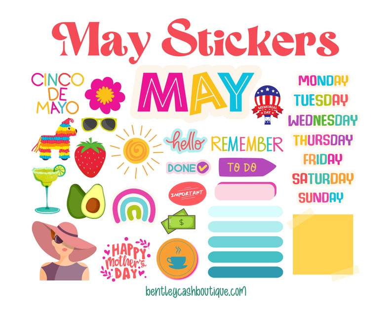 May Stickers for Goodnotes | Mother’s Day Cinco De Mayo Digital Planner ...