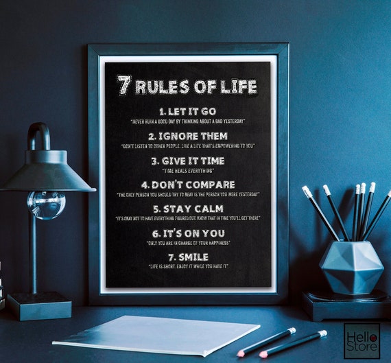 7 Rules of Life Wall Art Rules of Life for Success Positive - Etsy