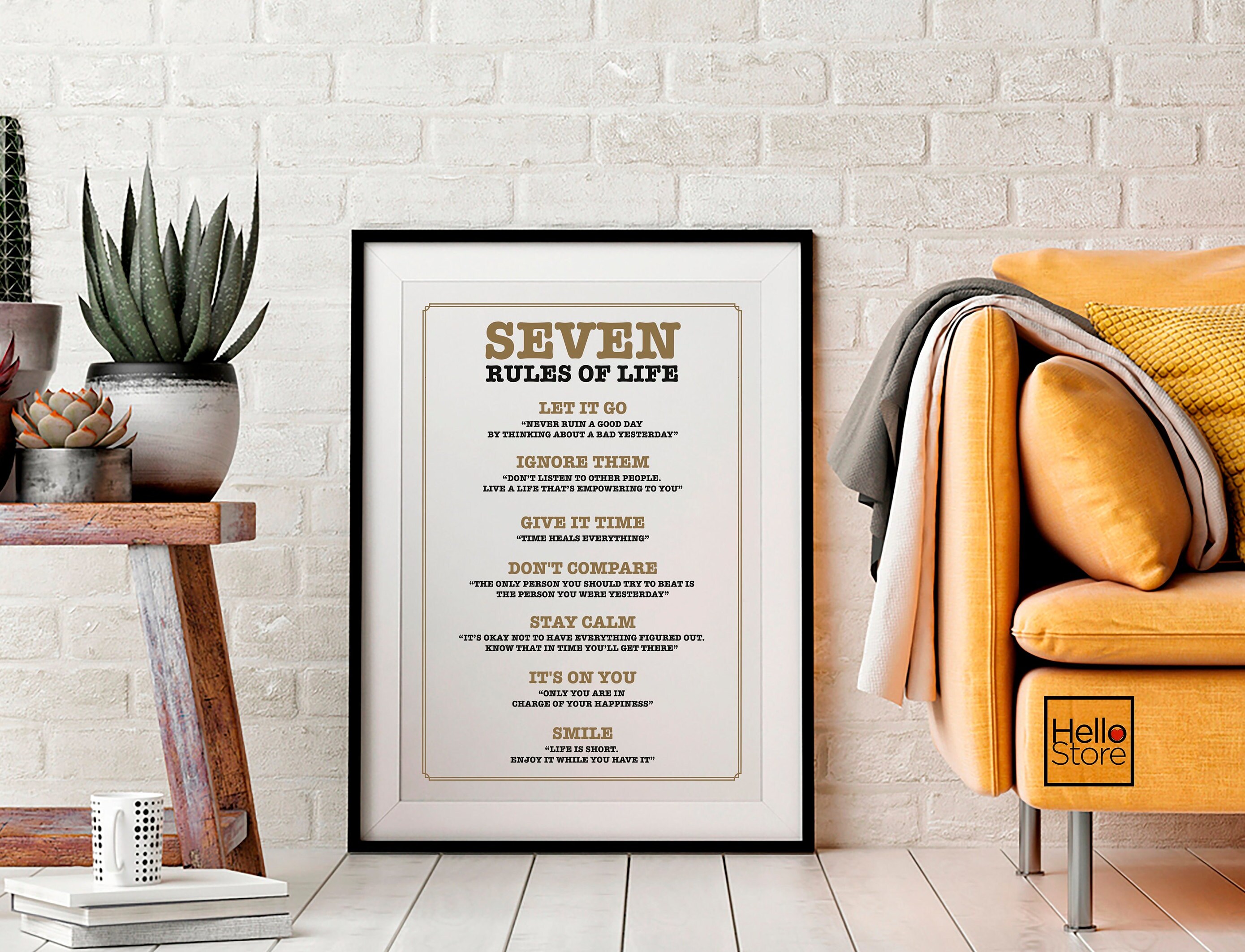 7 Rules of Life Wall Art Rules of Life for Success Positive ...