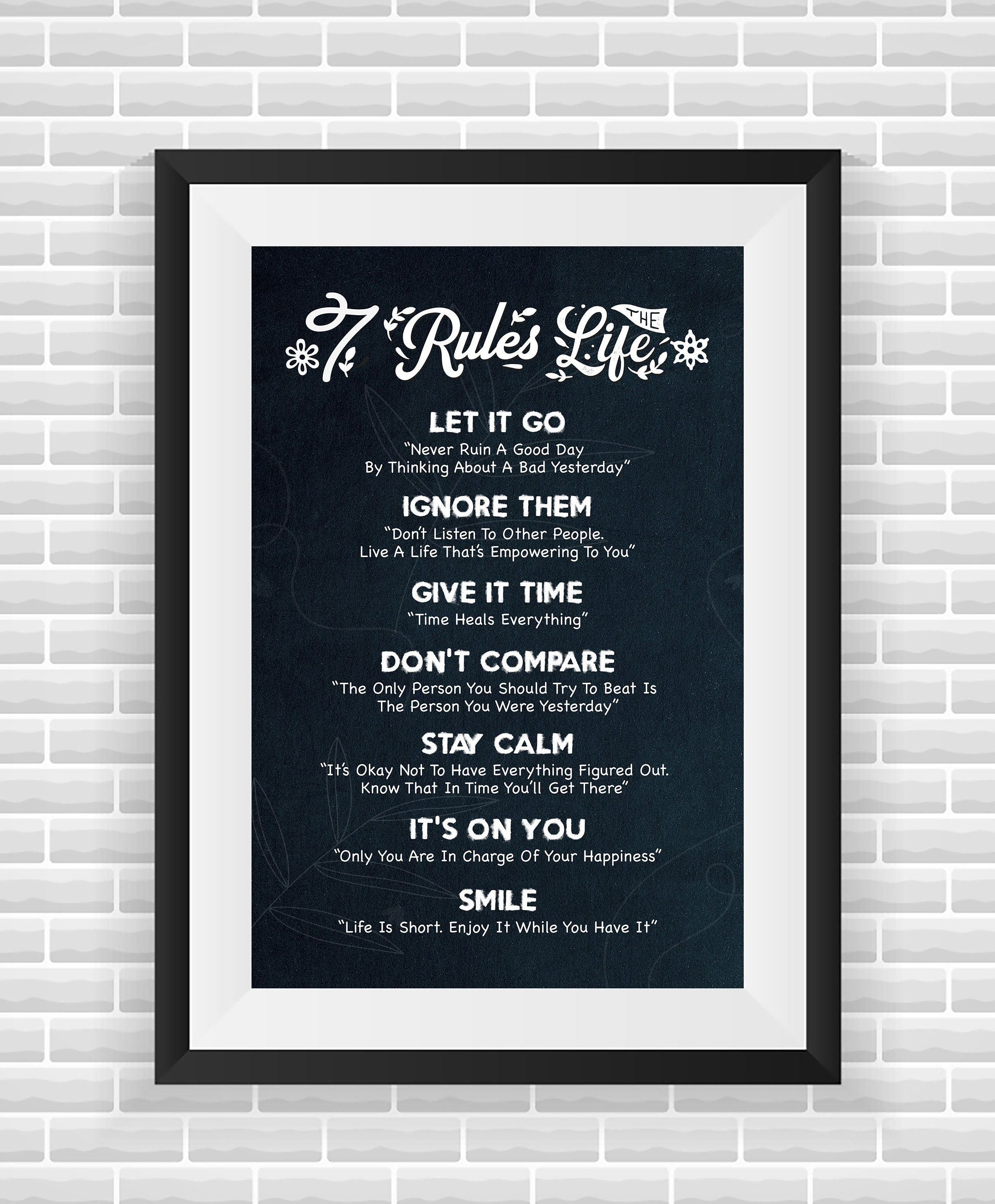 7 Rules of Life Wall Art Rules of Life for Success Positive ...