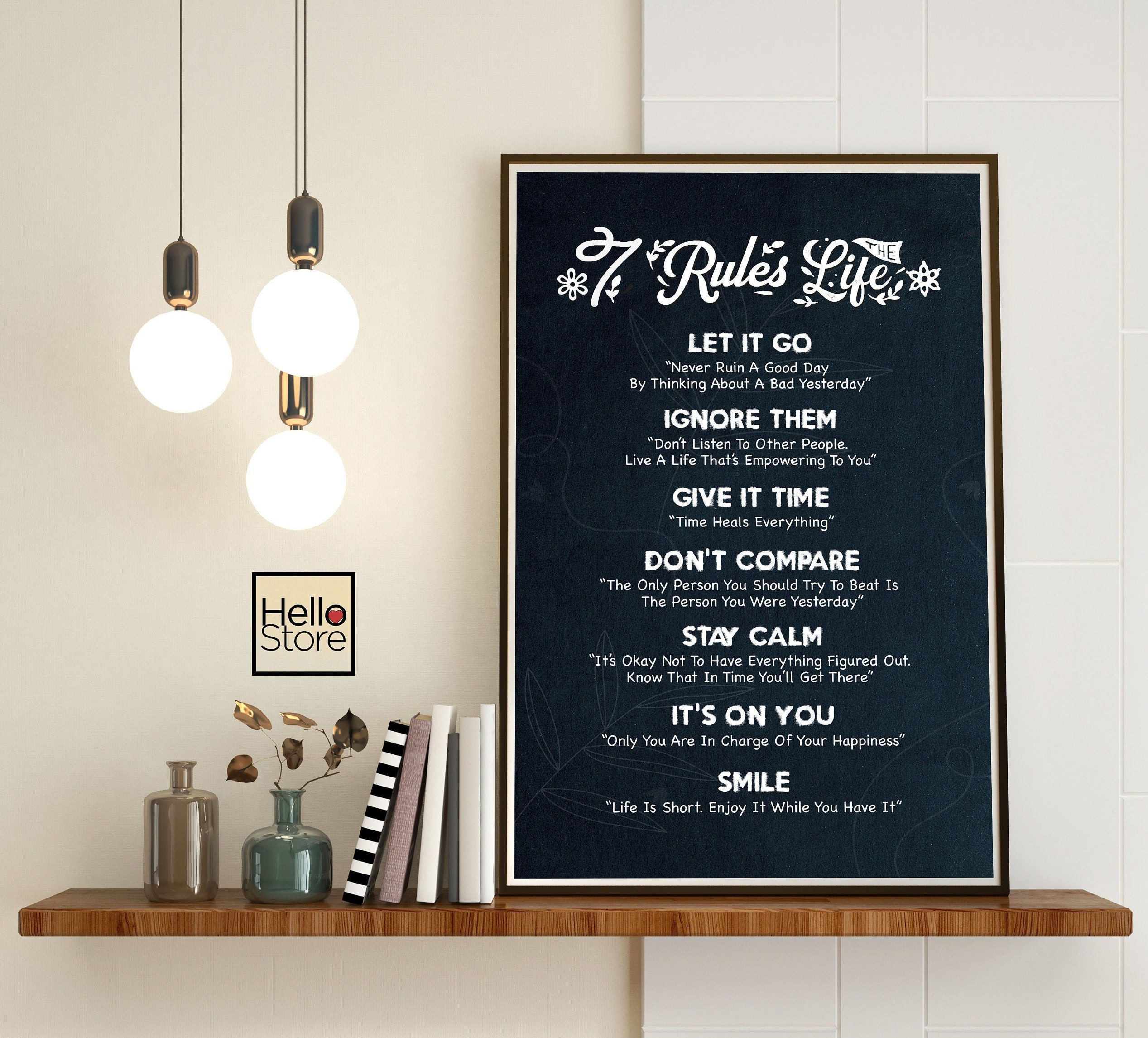 7 Rules of Life Wall Art Rules of Life for Success Positive ...