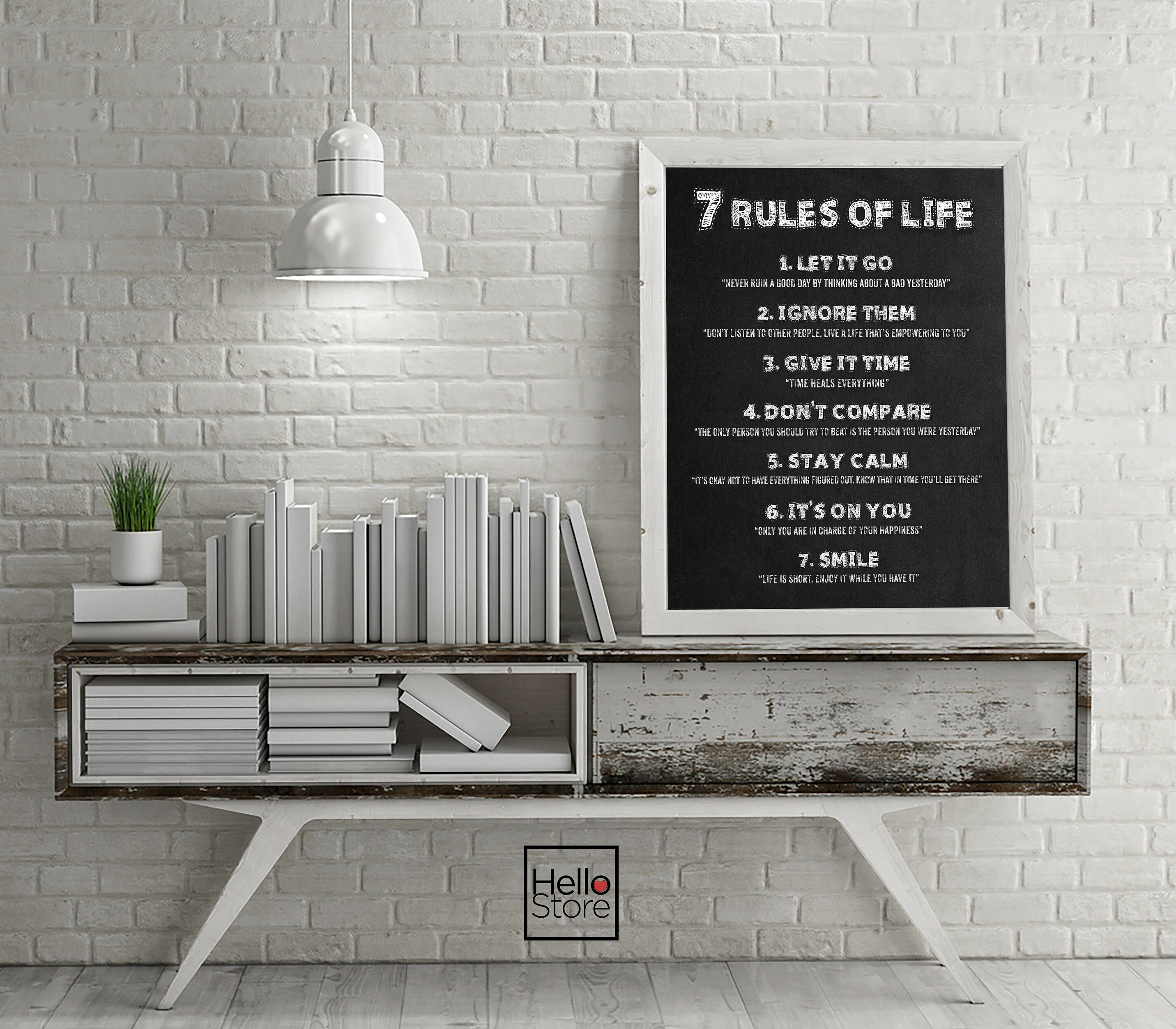 7 Rules of Life Wall Art Rules of Life for Success Positive ...