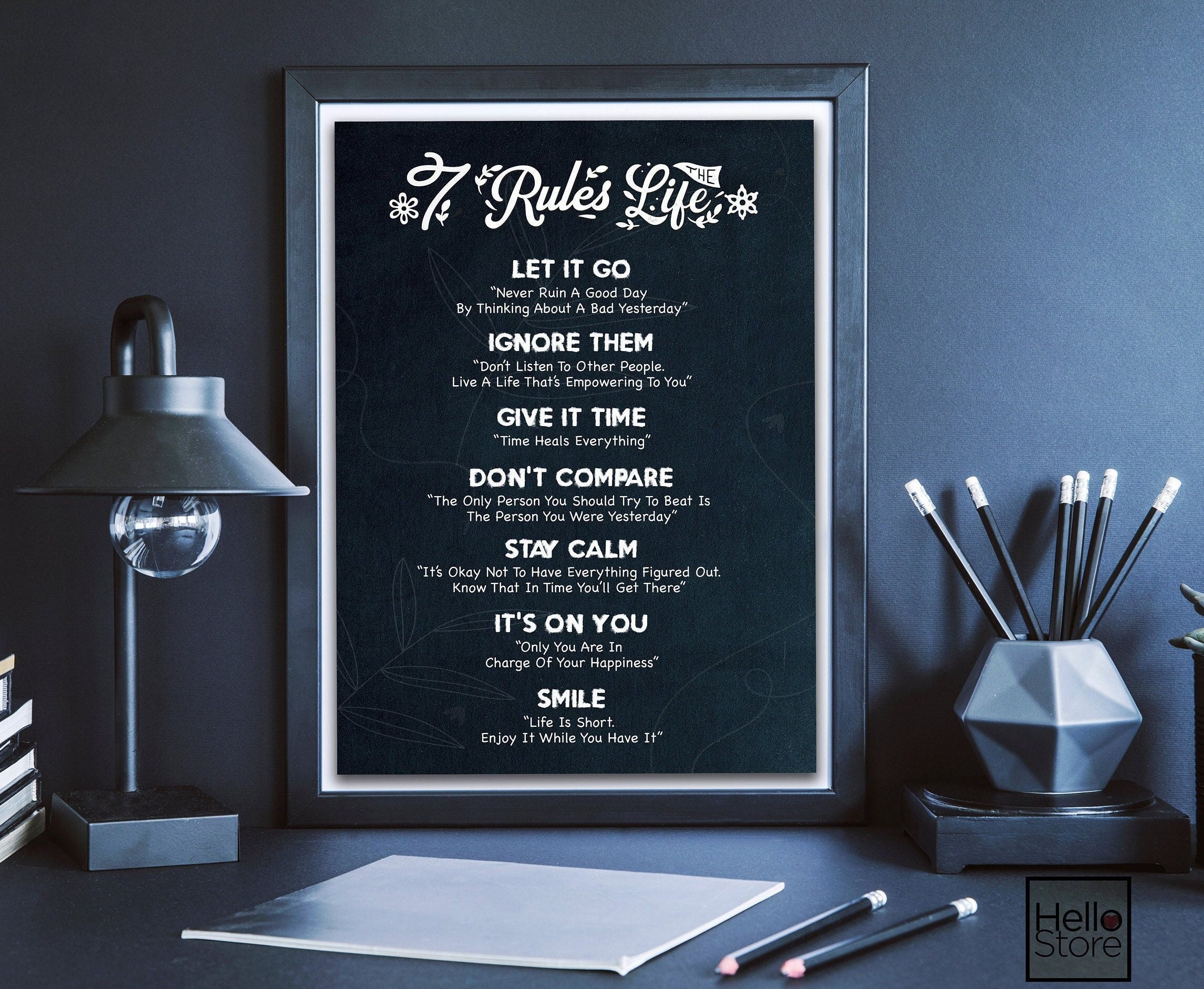 7 Rules of Life Wall Art Rules of Life for Success Positive ...