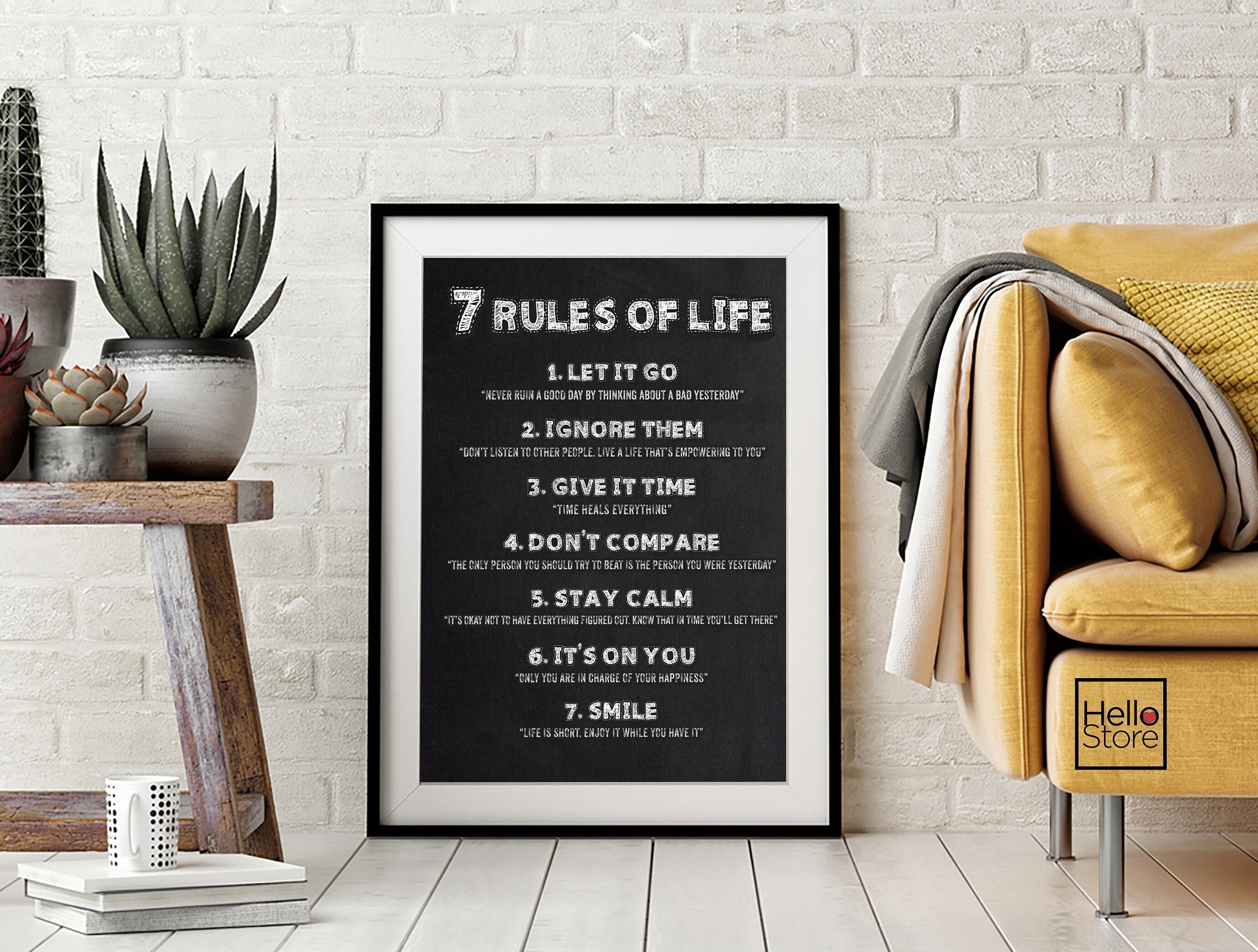 7 Rules of Life Wall Art Rules of Life for Success Positive ...