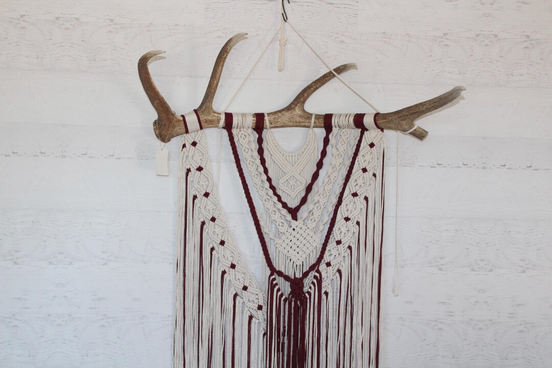 Large Elk Antler Macrame Wall Hanging: Boho Home Decor 36” X 66” - Etsy
