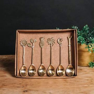 Original 6 Brass Spoon Set - Etsy