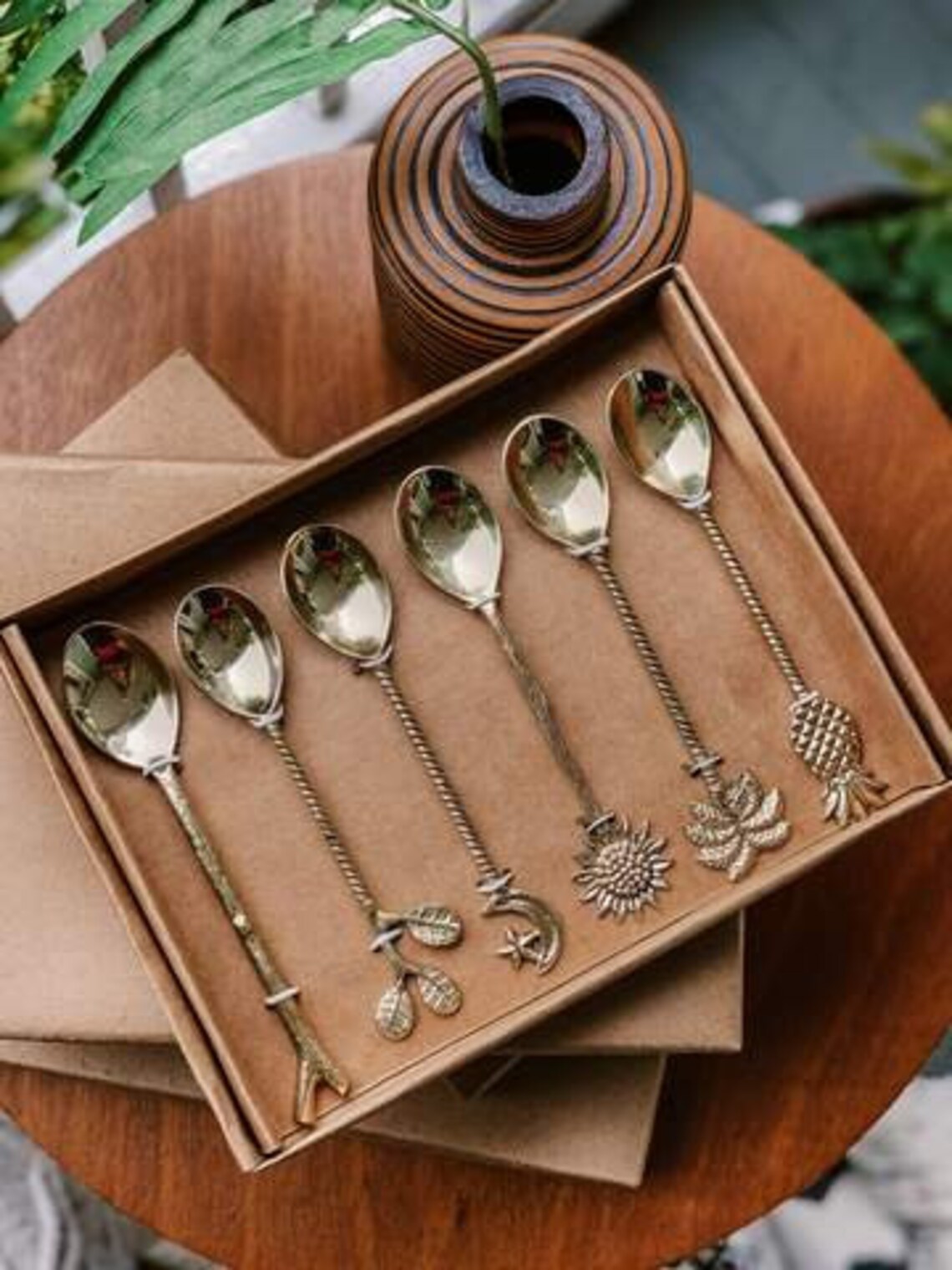 Original 6 Brass Spoon Set - Etsy