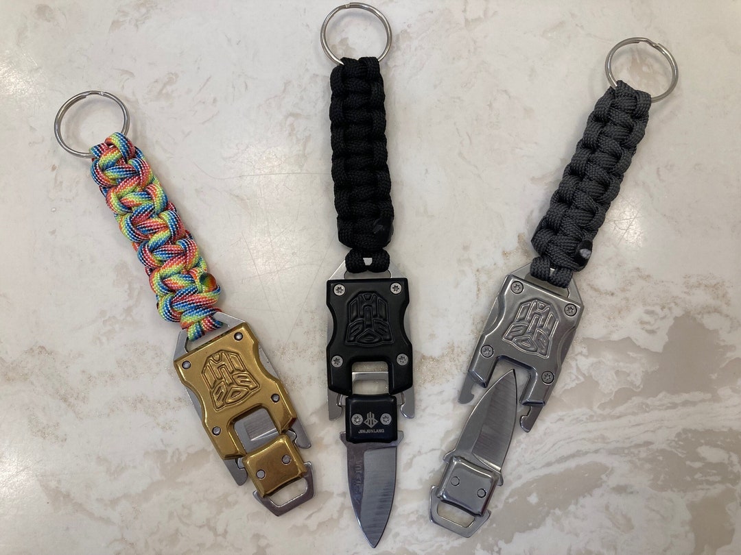 Paracord Mini Folding Knife Keychain With Removable Blade - Etsy