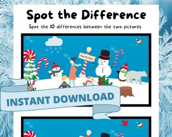 Spot the Difference, Kids Activity, Christmas Activity, Holiday Art ...