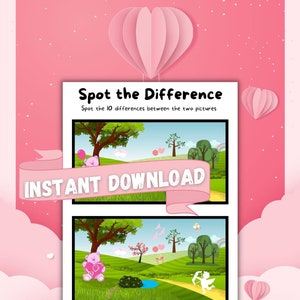 Spot the Difference, Kids Activity, Valentine's Day Activity, Spot the ...