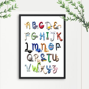 Printable Transportation ABC Poster, Vehicles Alphabet, Digital, Poster ...