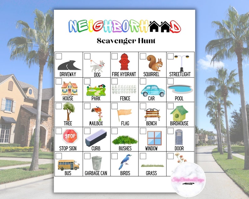 Printable Scavenger Hunt, Neighborhood Scavenger Hunt, Outdoor ...