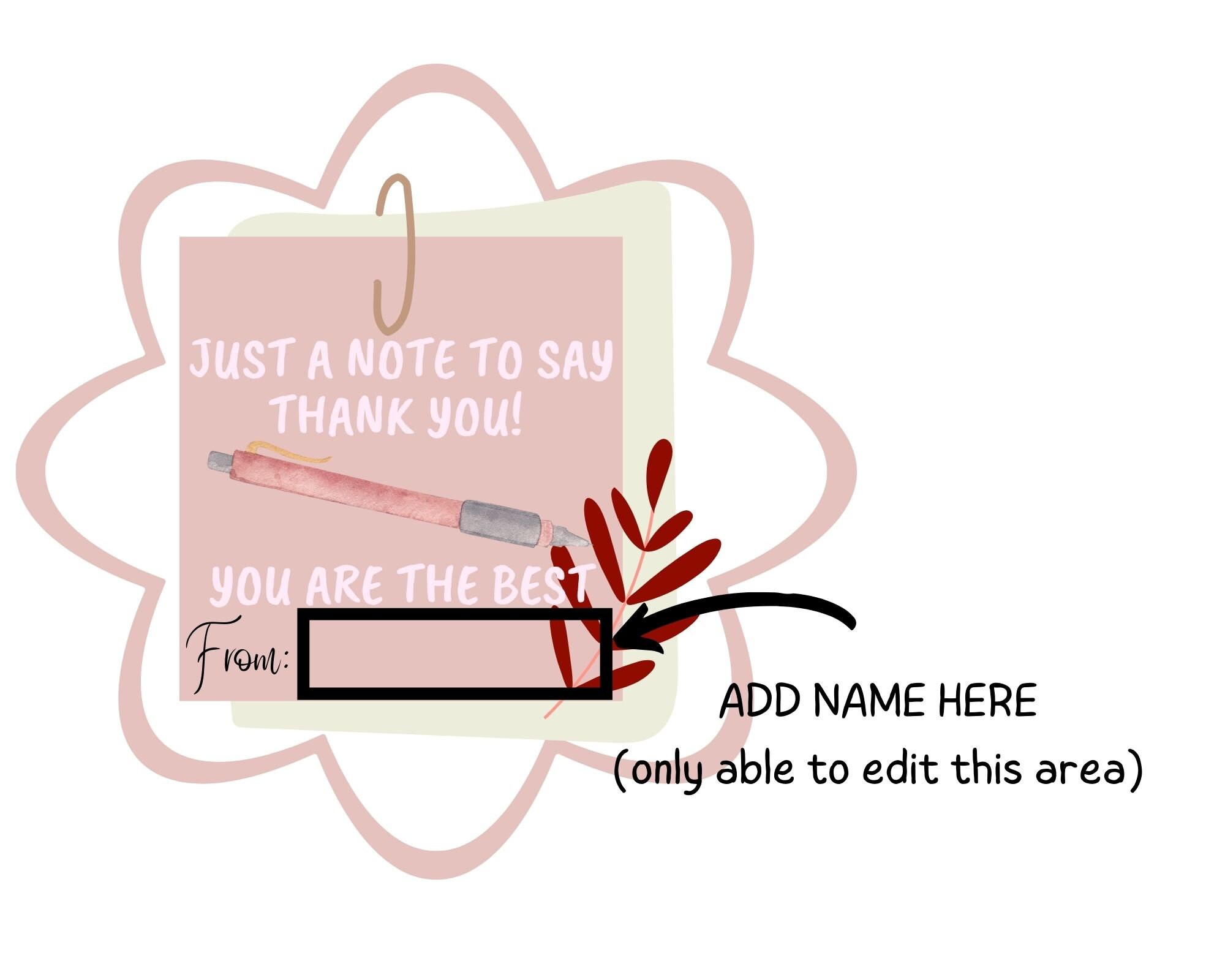 Teacher Gift, Teacher Appreciation Gift, Gift Tag, Thank You Note Gift ...