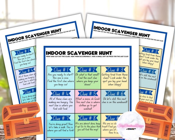 Indoor Scavenger Hunt Printable Treasure Hunt for Kids - Etsy