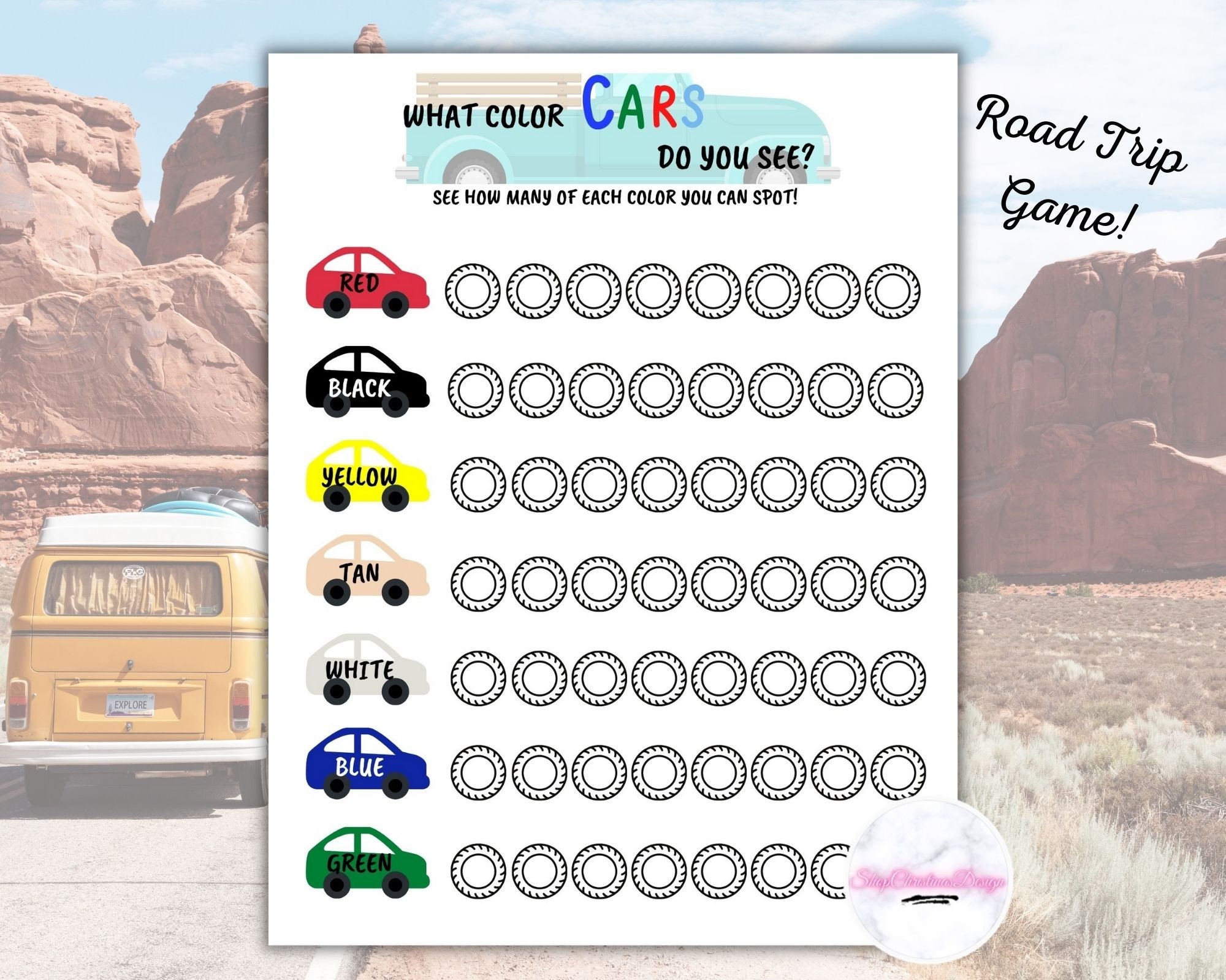 Counting Colored Cars Printable, Kids Road Trip Fun, Road Trip ...
