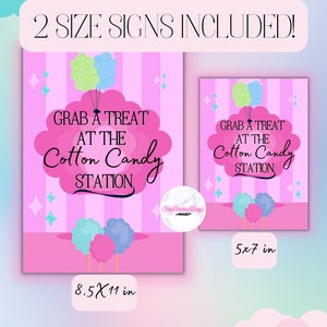 Cotton Candy Sign, Party Sign, Digital, Cotton Candy Station, Kids ...