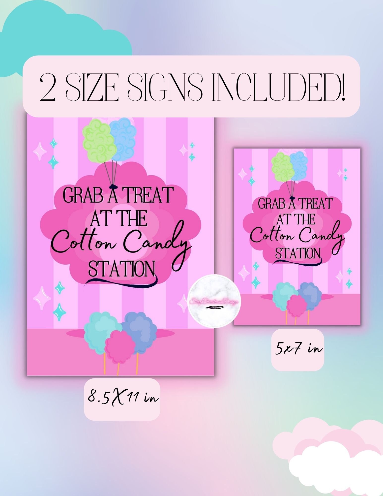 Cotton Candy Sign, Party Sign, Digital, Cotton Candy Station, Kids ...