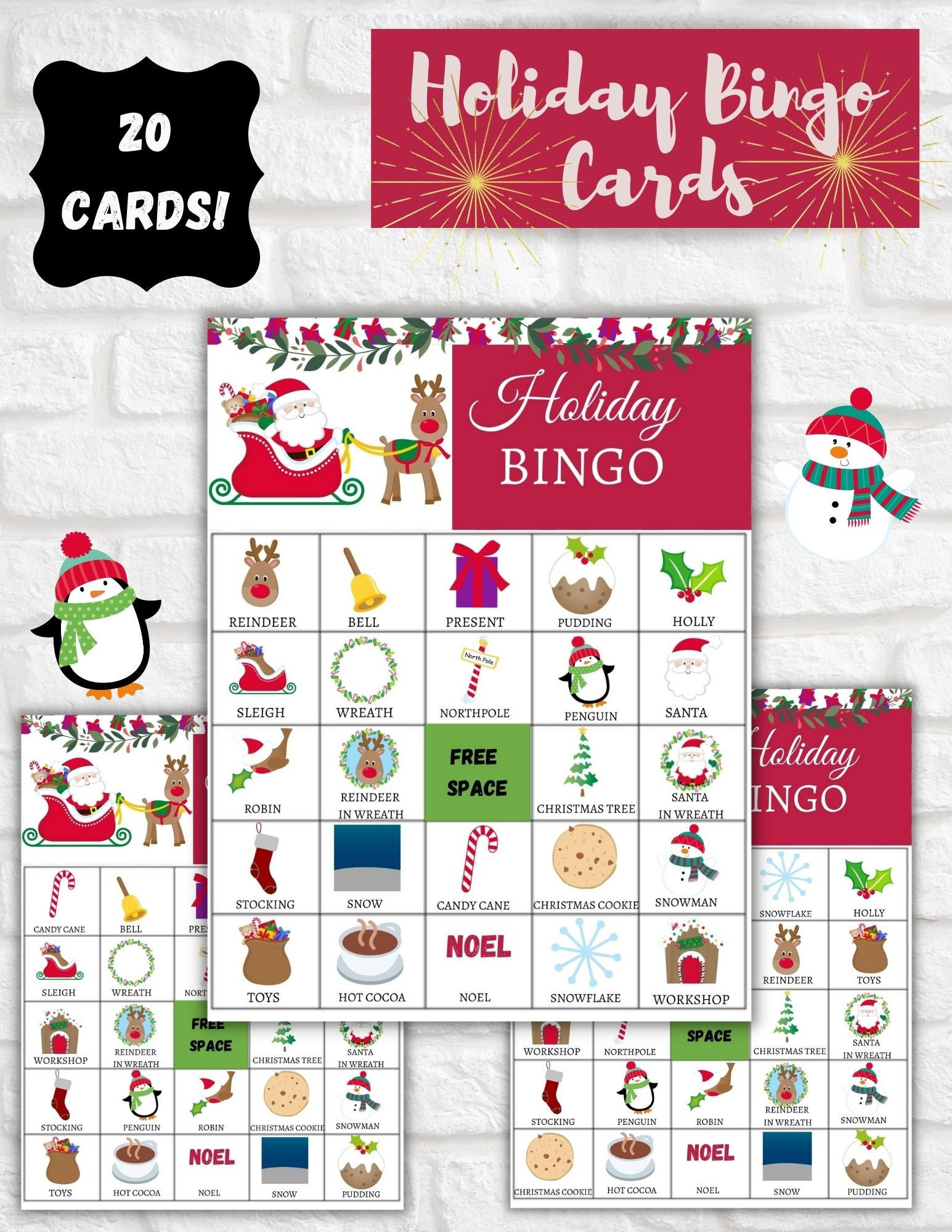 Holiday Party Bingo! Instant Download Unique Cards Teachers and ...