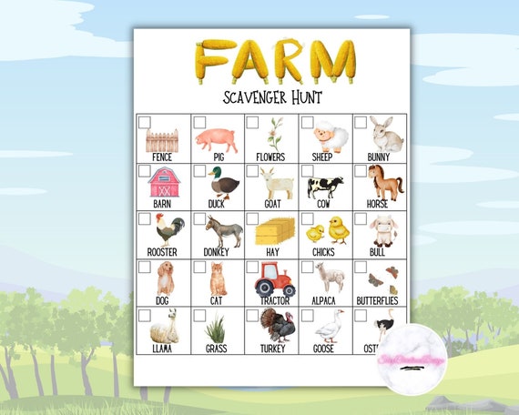 Printable Scavenger Hunt Farm Scavenger Hunt Outdoor - Etsy