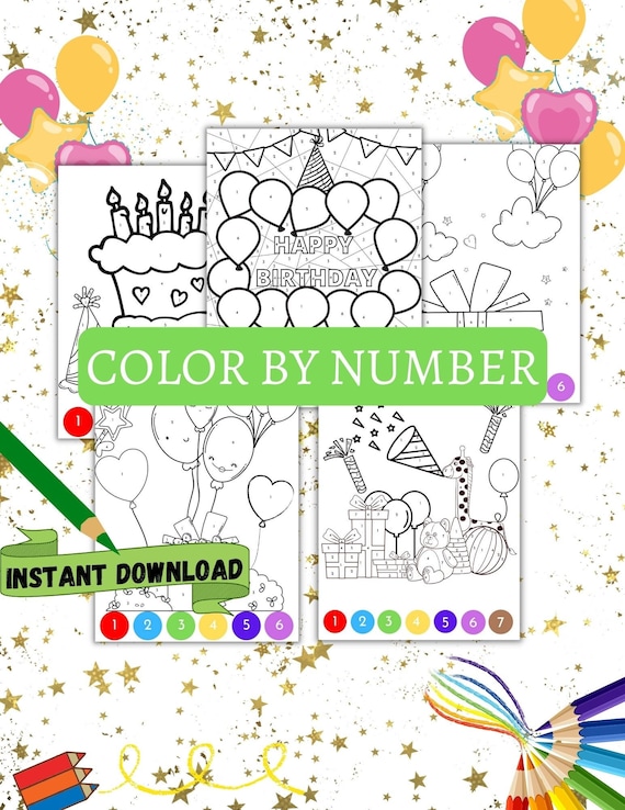 Color by Number Birthday Color by Number Coloring Game | Etsy