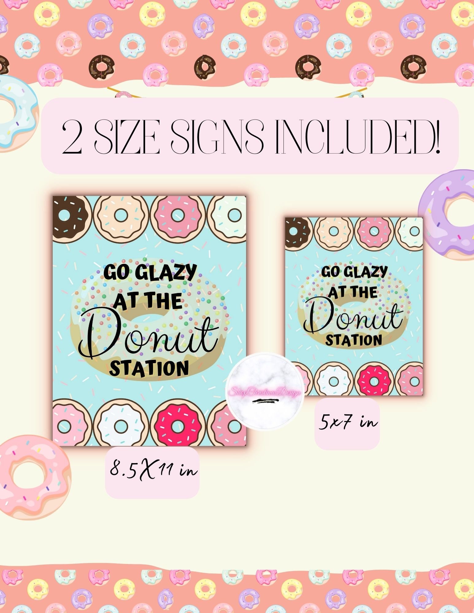 Donut Sign, Party Sign, Digital, Donut Station, Kids Donut Stand ...