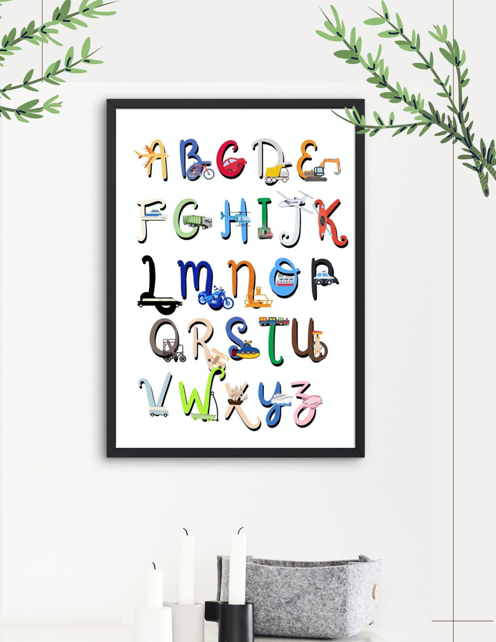 Printable Transportation ABC Poster, Vehicles Alphabet, Digital, Poster ...