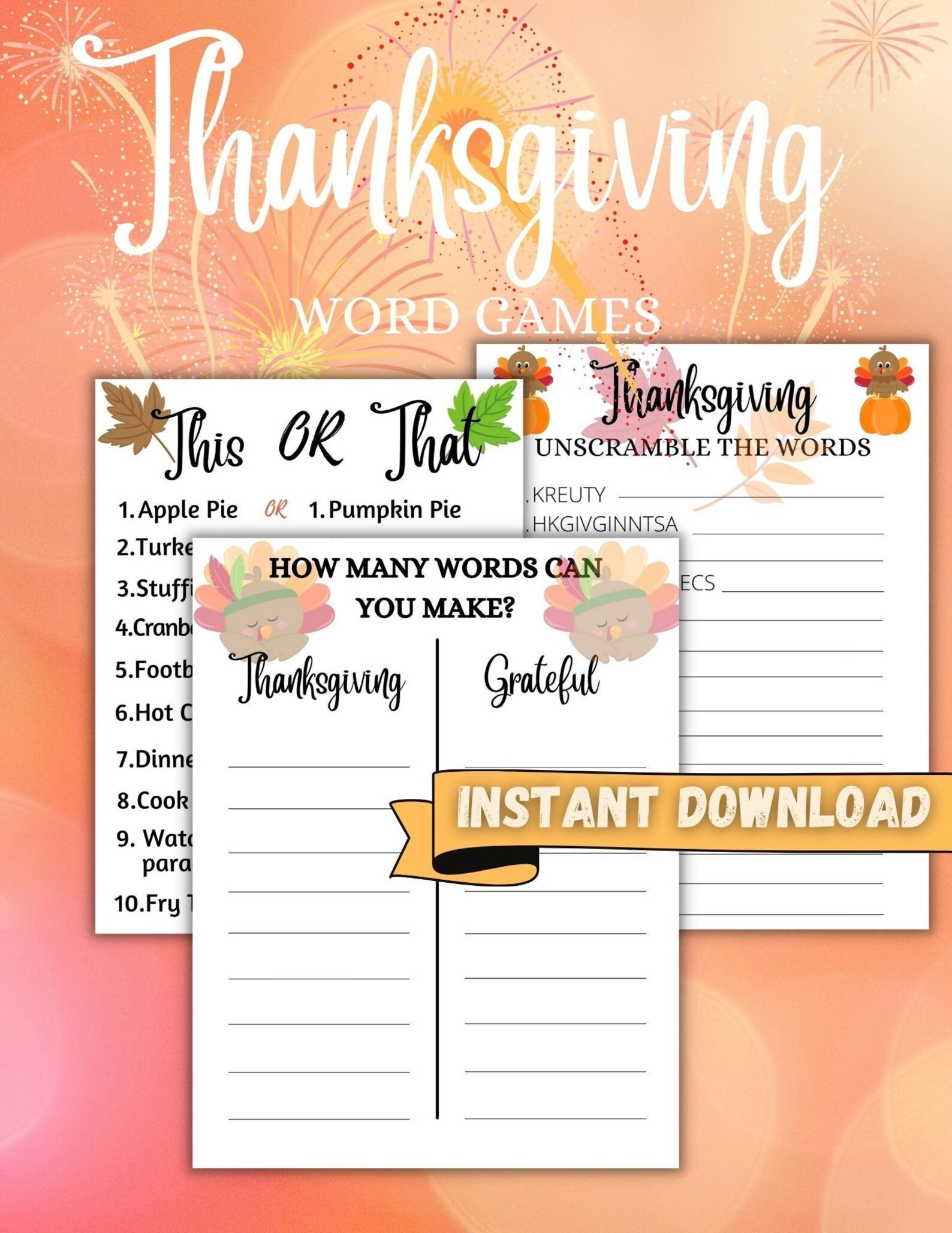 Thanksgiving Game Bundle, Fun Party Game Thanksgiving Printable ...