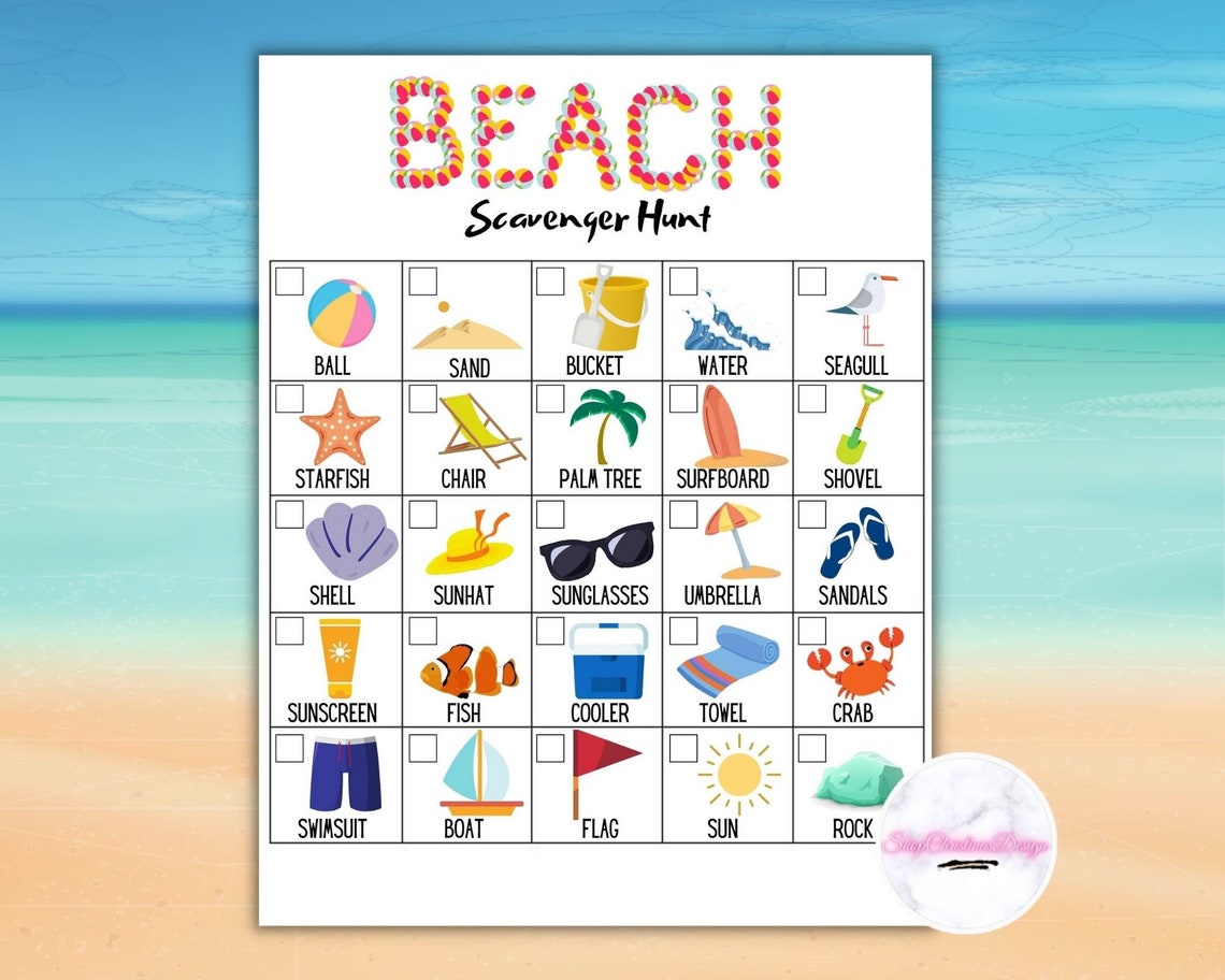 Printable Scavenger Hunt, Beach Scavenger Hunt, Outdoor Scavenger Hunt ...