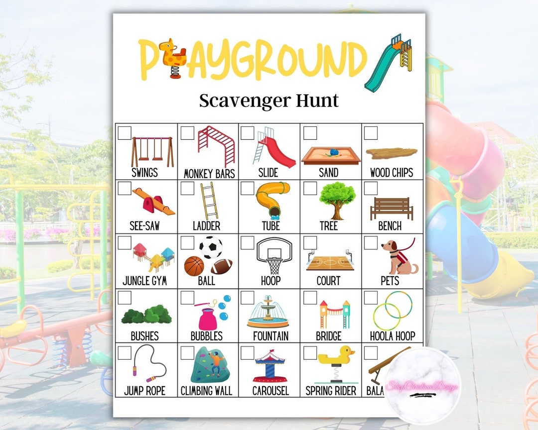 Printable Scavenger Hunt, Playground Scavenger Hunt, Outdoor Scavenger ...
