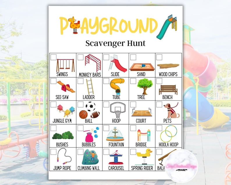Printable Scavenger Hunt, Playground Scavenger Hunt, Outdoor Scavenger ...