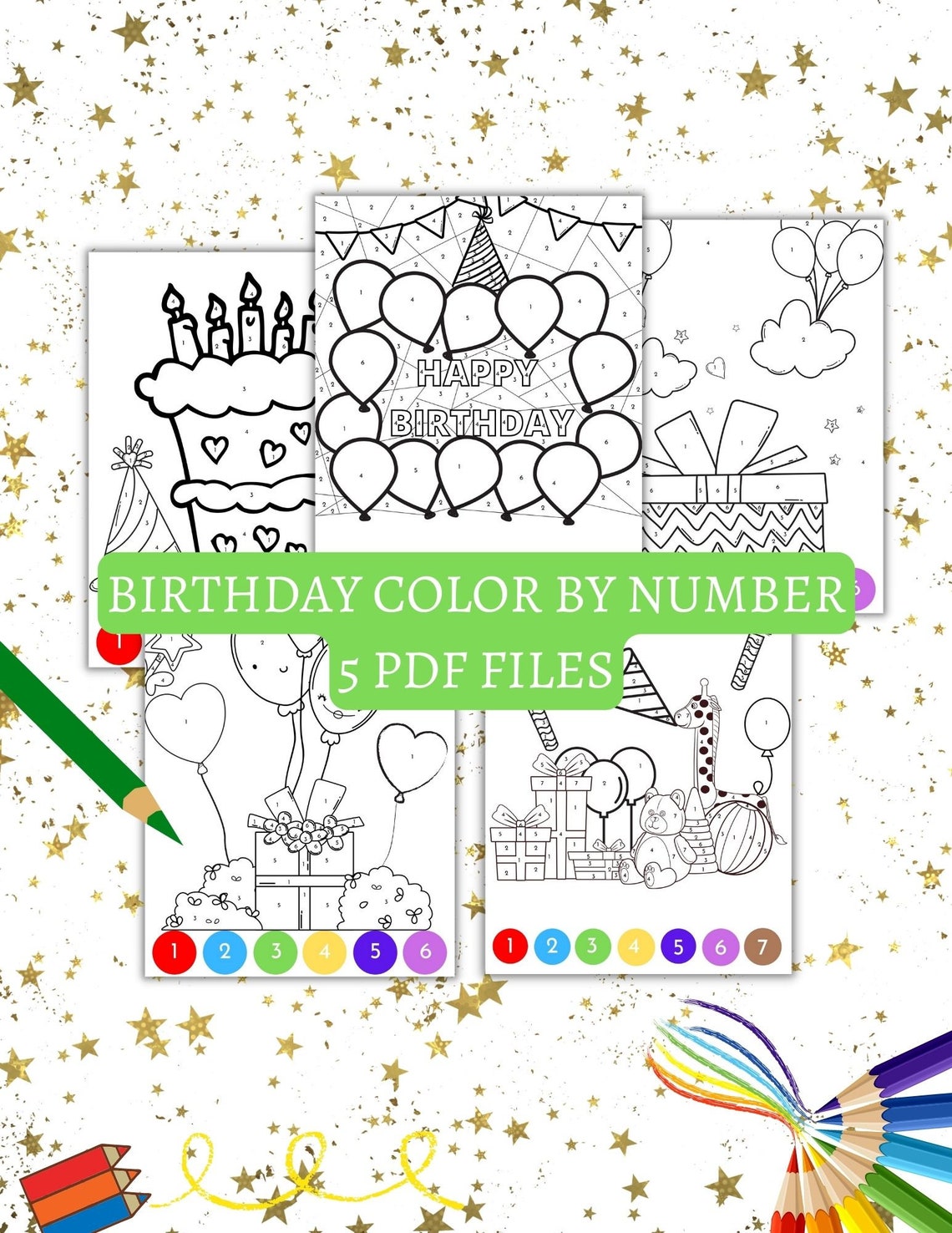 Color by Number, Birthday Color by Number, Coloring Game, Printable ...