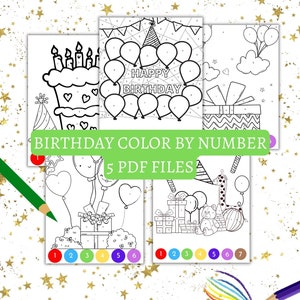 Color by Number, Birthday Color by Number, Coloring Game, Printable ...