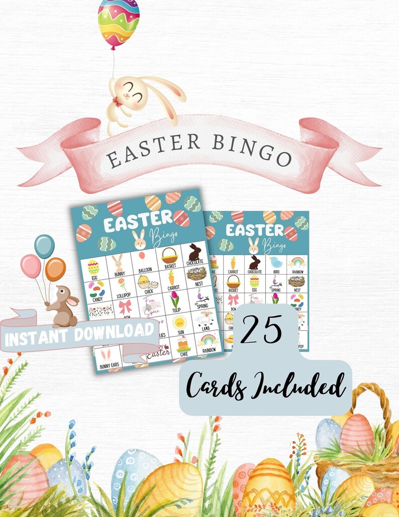 Easter Bingo, Kids Activity, Printable, Bingo Cards, Easter Game ...
