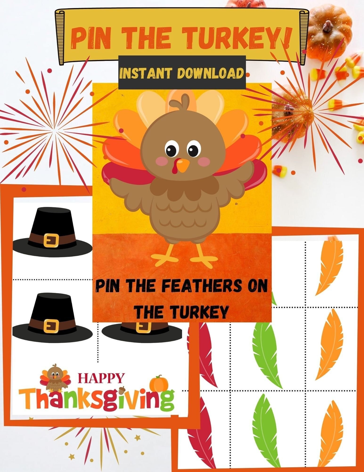 Bundle of Thanksgiving Day Pin the Turkey Games! Digital Pin the Turkey ...